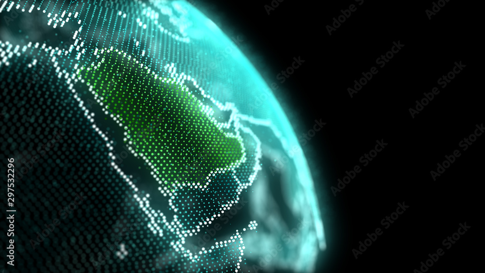Saudi Arabia Map Hologram Effect, KSA Digital global map Stock ...