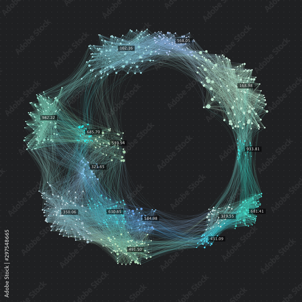 Sphere cluster of communication links. Social media graph background ...