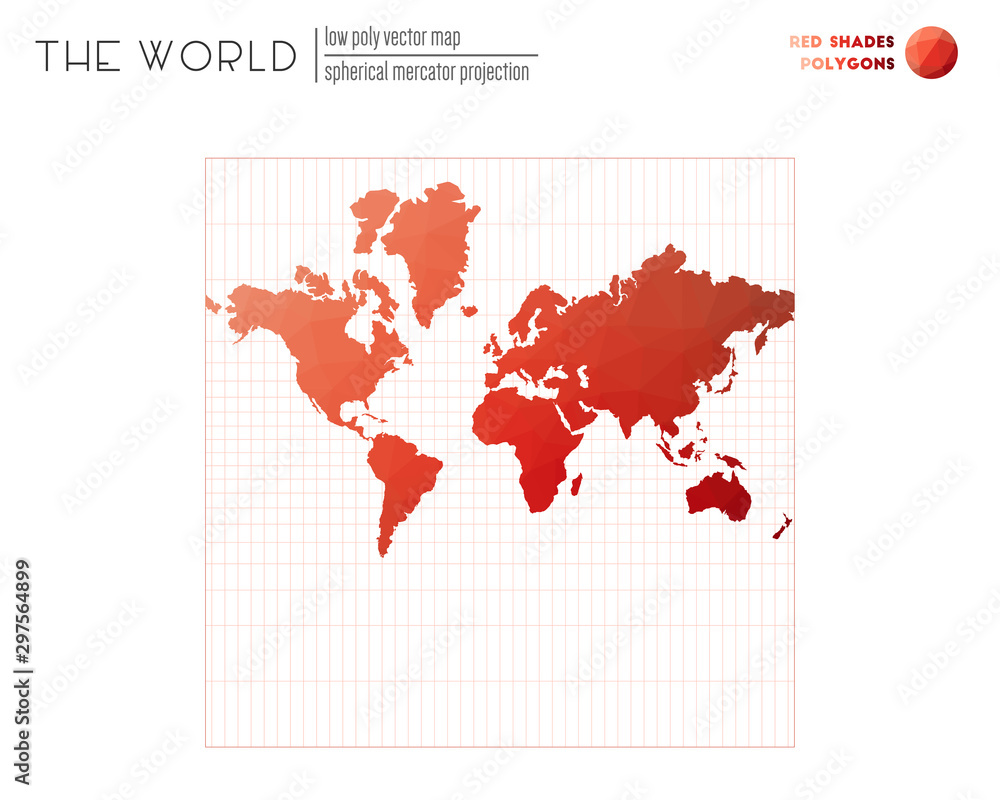 Vector de Stock Vector map of the world. Spherical Mercator projection ...