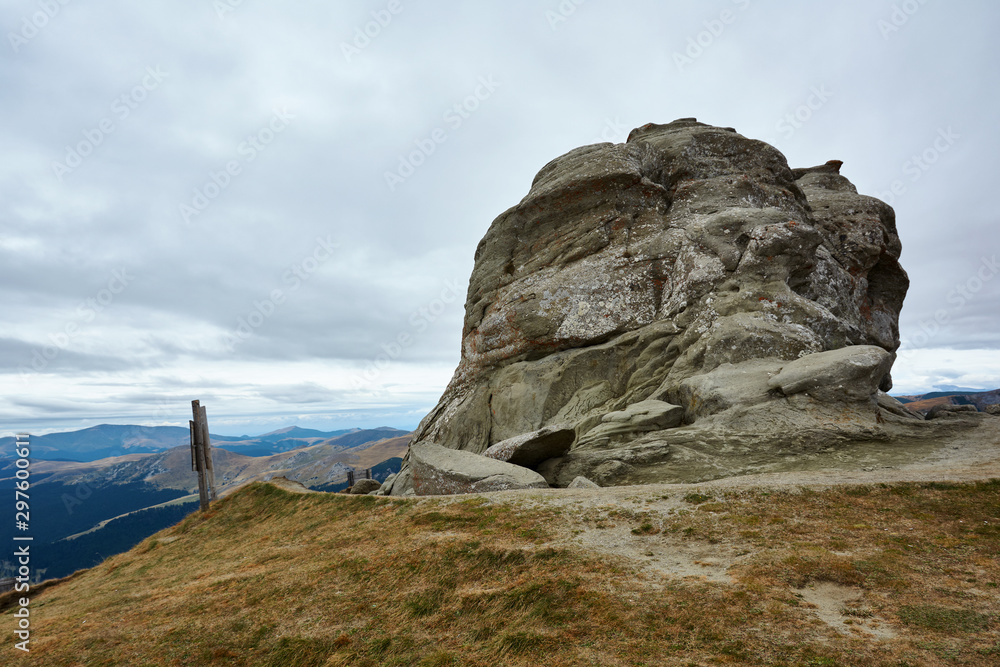Peak Baba Mare, stone in the Bucegi Natural Park in Romania. Megaliths ...