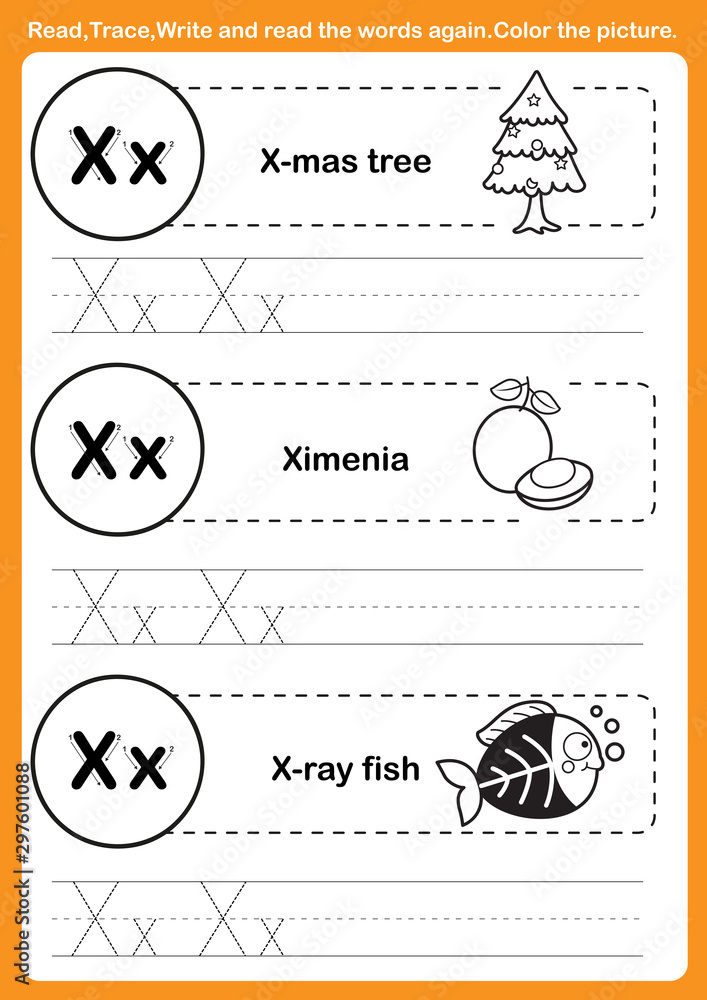 Alphabet exercise with cartoon vocabulary for coloring book ...