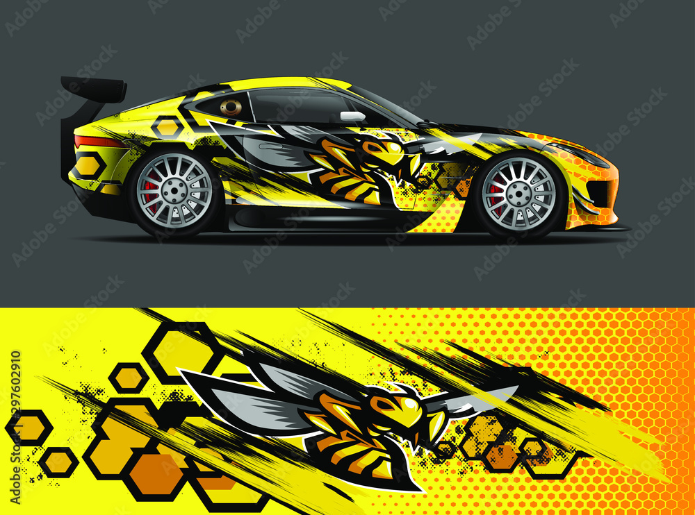 Car Wrap Design With Animal And Abstract Background For Racing, Livery ...