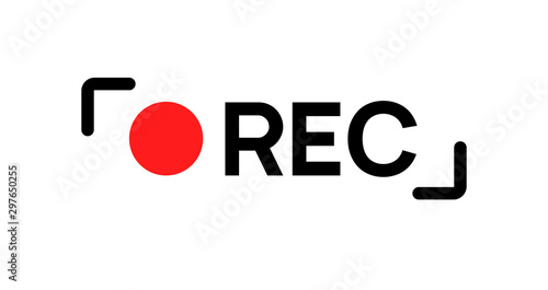 Recording sign icon. Red logo camera video recording symbol, rec icon ...