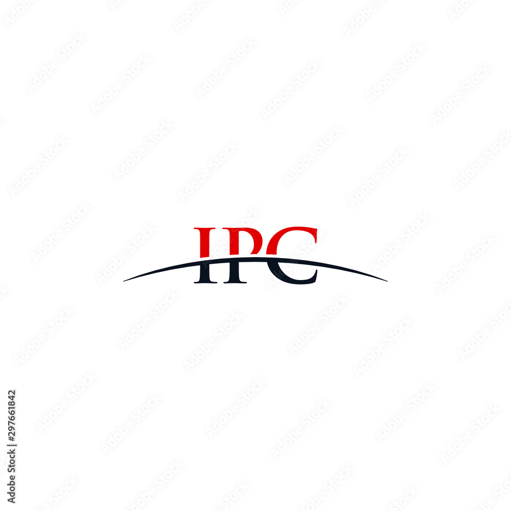 Initial letter IPC, overlapping movement swoosh horizon logo company ...