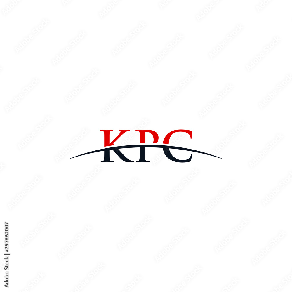 Initial letter KPC, overlapping movement swoosh horizon logo company ...