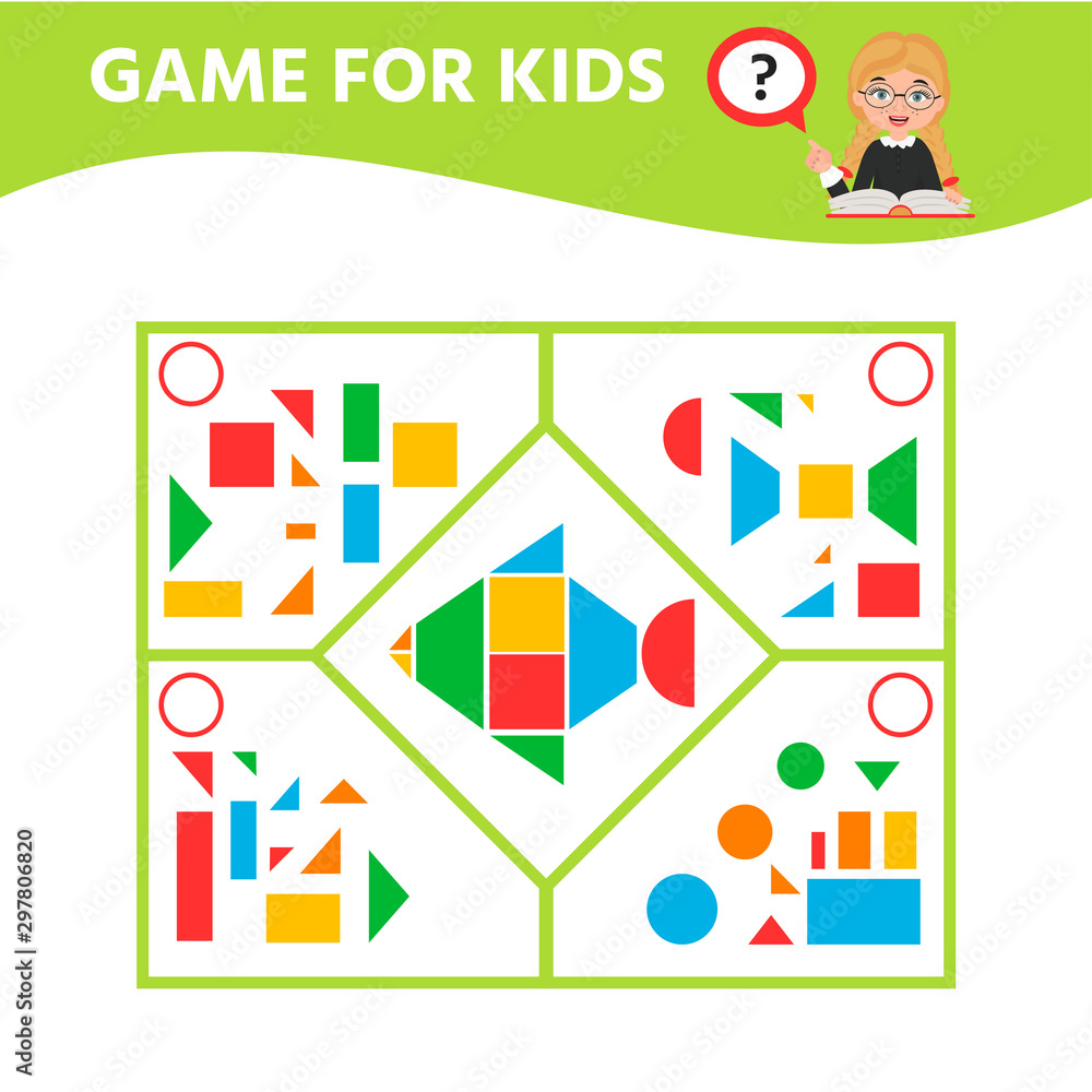 Education logic game for preschool kids. Connect the details and ...