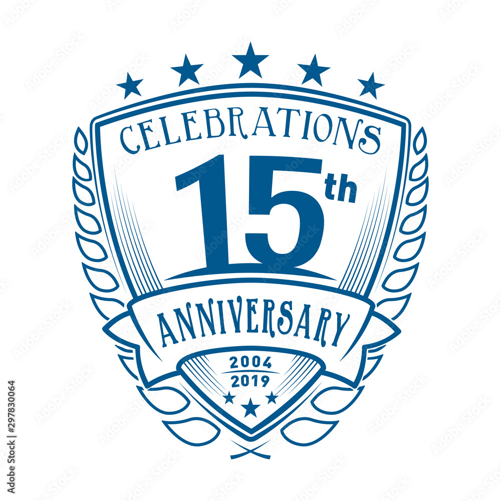 Vetor 15th shield anniversary logo. 15th years logo. Vector and ...
