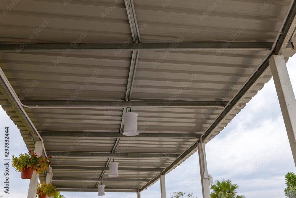 Silver metal roof.Roof structure.Metal roof construction. Stock Photo ...