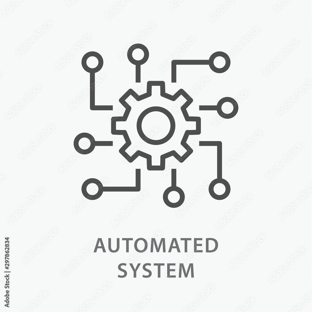 Automated system line icon on white background. Stock Vector | Adobe Stock
