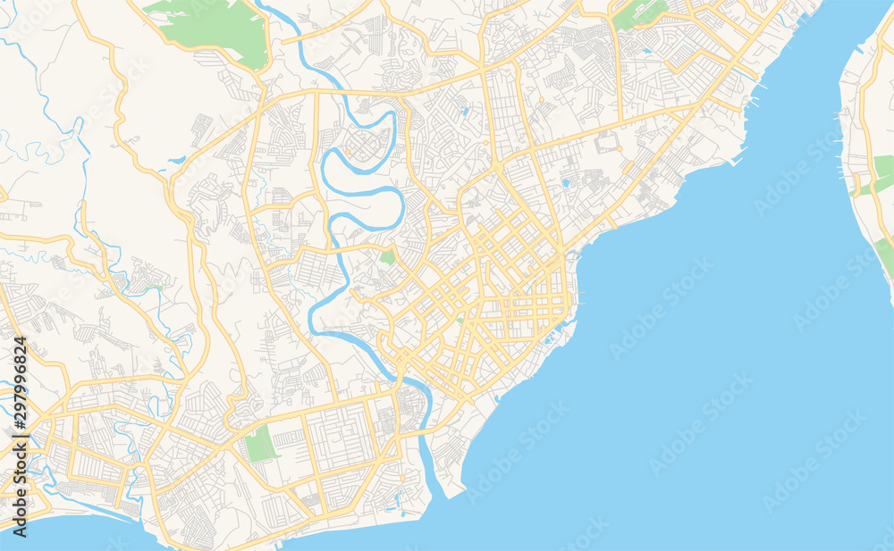Printable street map of Davao City, Philippines Stock Vector | Adobe Stock