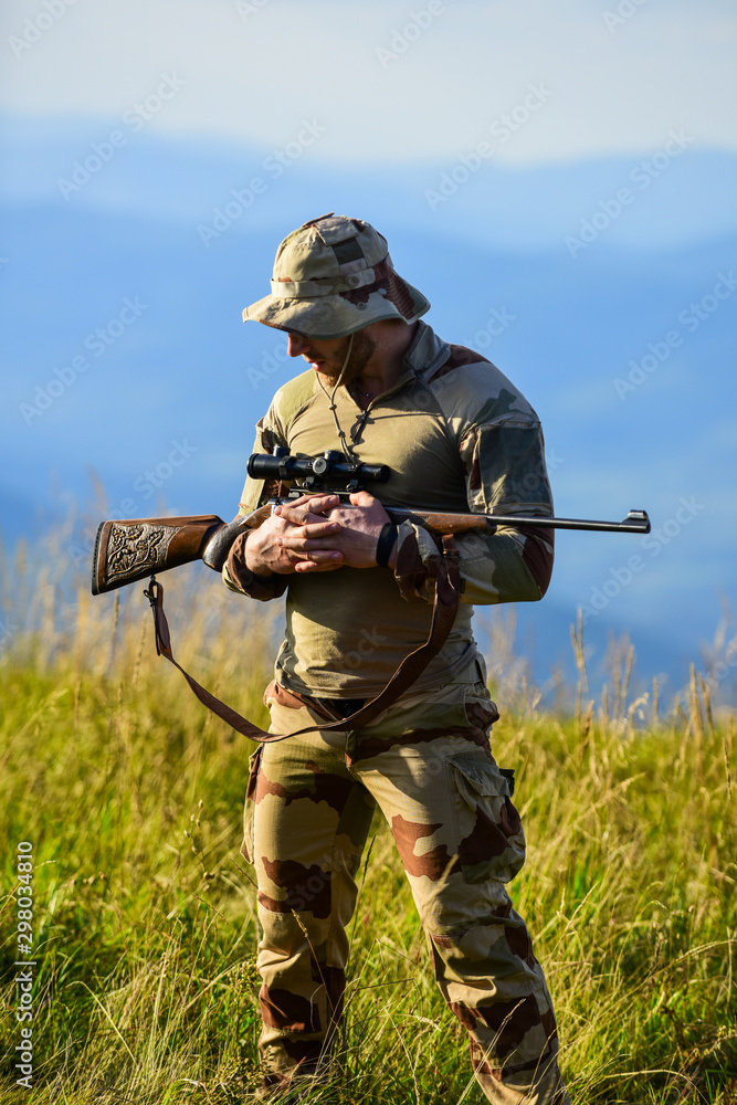 Army forces. Man military clothes with weapon. Brutal warrior. Rifle ...