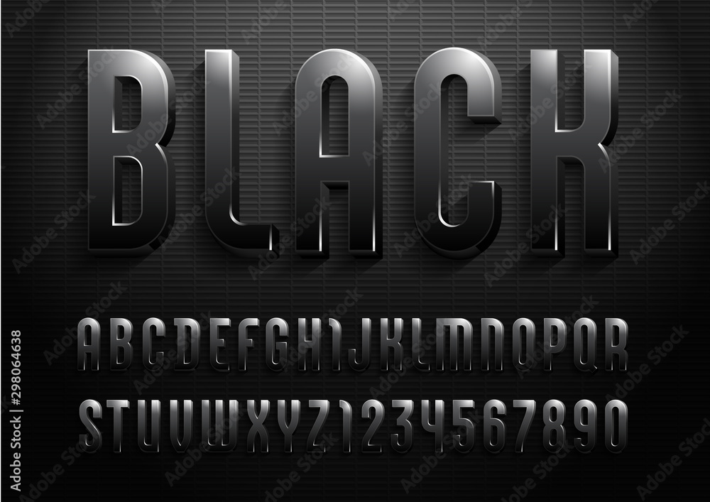 3d font from dark gradient, trendy gloomy alphabet sans serif, modern ...