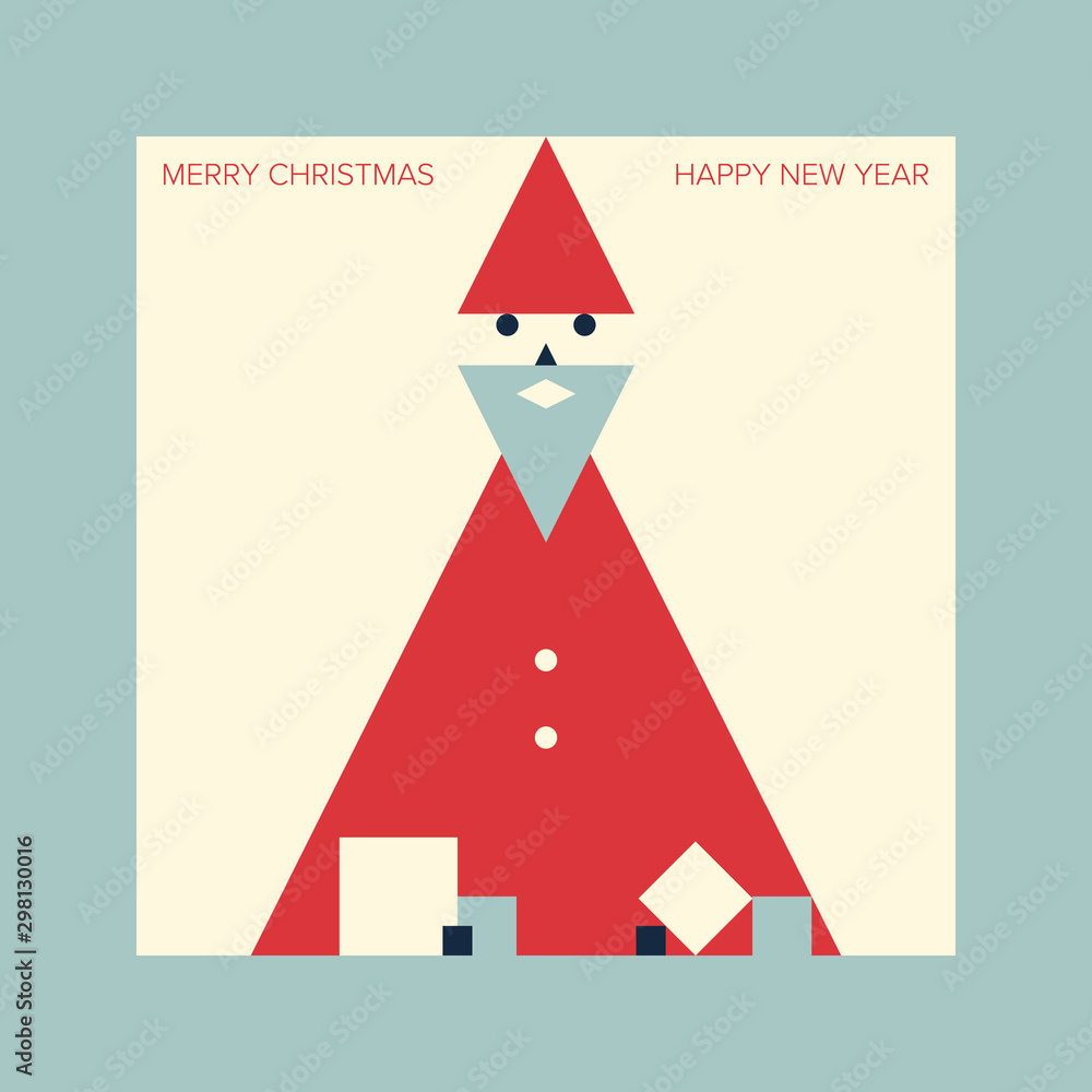 Vector Christmas Card Design. Santa Claus made up of geometric shapes ...
