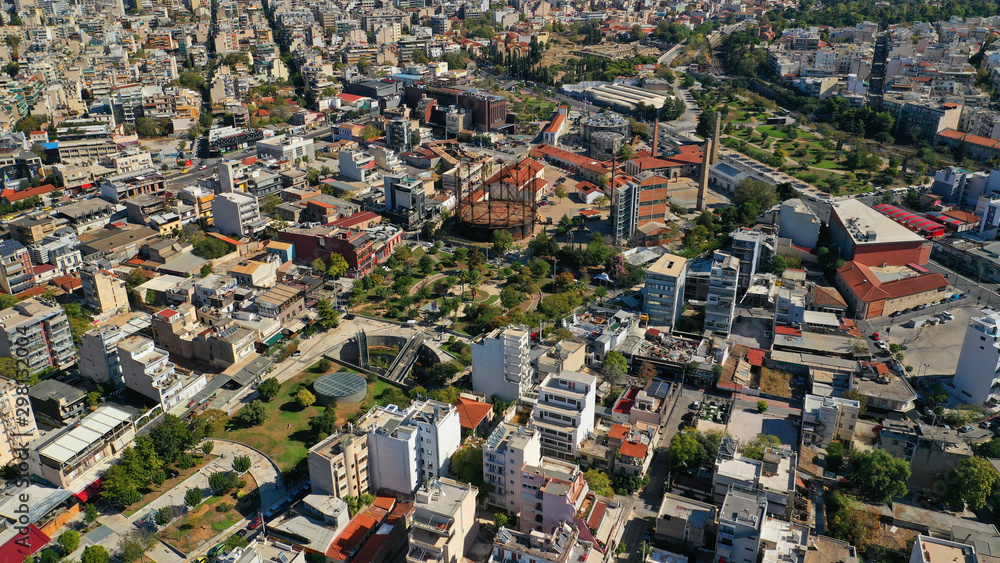 Aerial drone photo of famous area of Gazi and Kerameikos in the heart ...