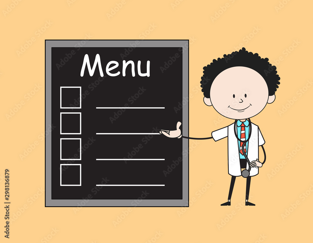 Cartoon Doctor - Presenting Menu List Stock Vector | Adobe Stock
