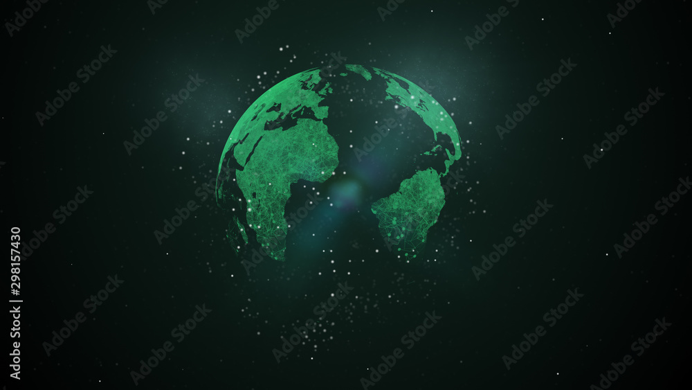 Data exchange over planet earth in space. Stock Illustration | Adobe Stock