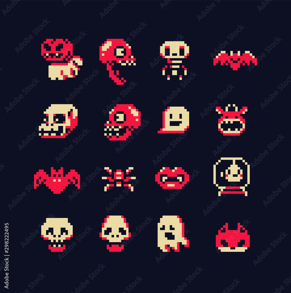 Halloween cute abstract characters set, cast, monster, bat, spider ...