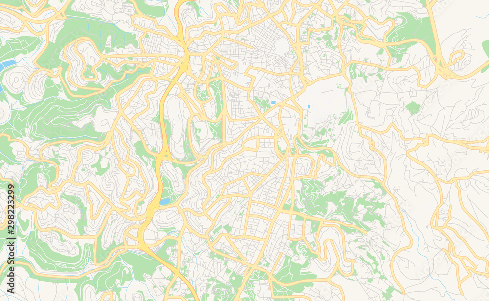 Printable street map of Jerusalem, Israel Stock Vector | Adobe Stock