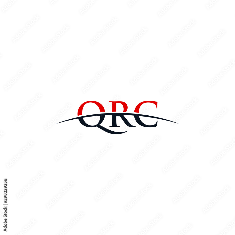 Initial letter QRC, overlapping movement swoosh horizon logo company ...