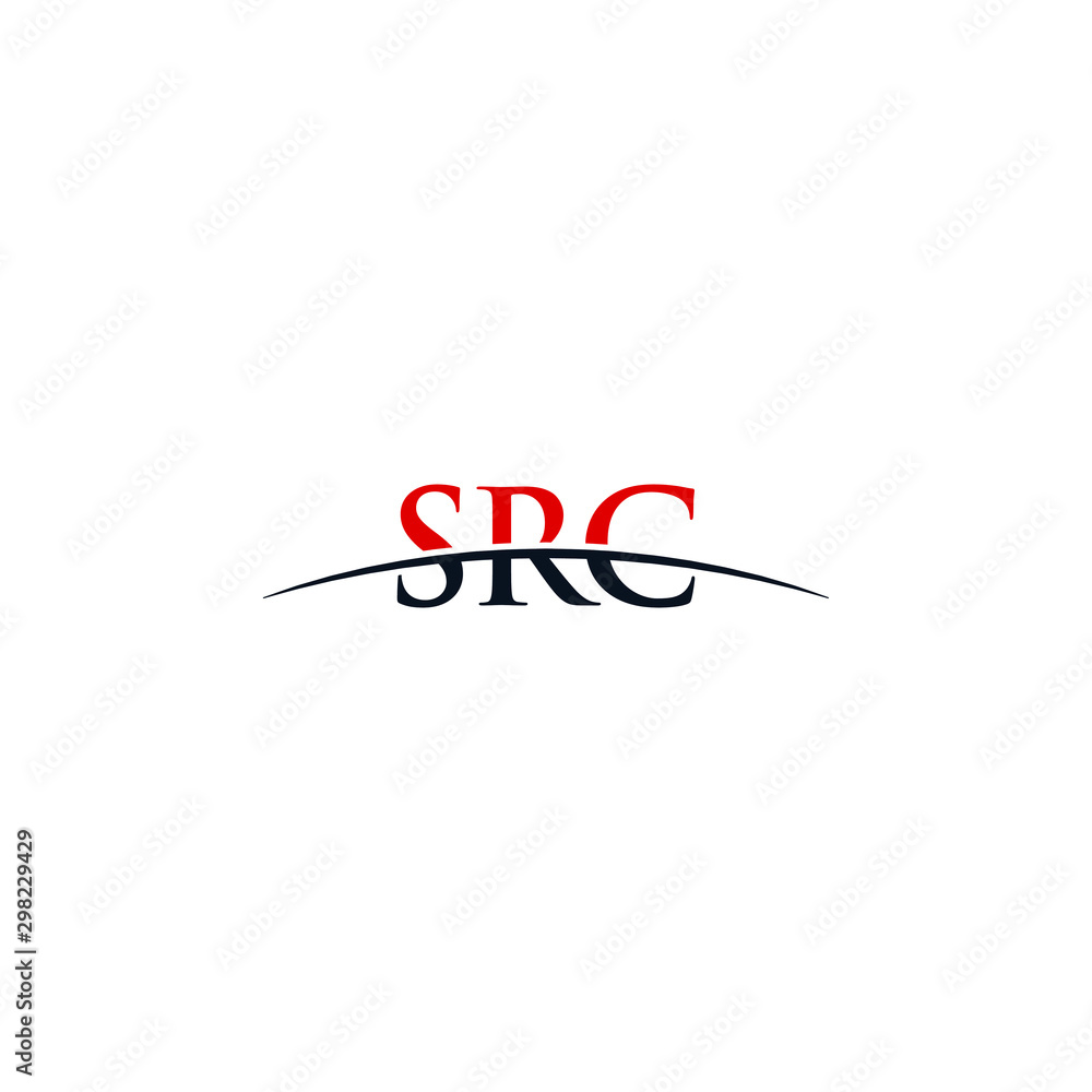 Initial letter SRC, overlapping movement swoosh horizon logo company ...