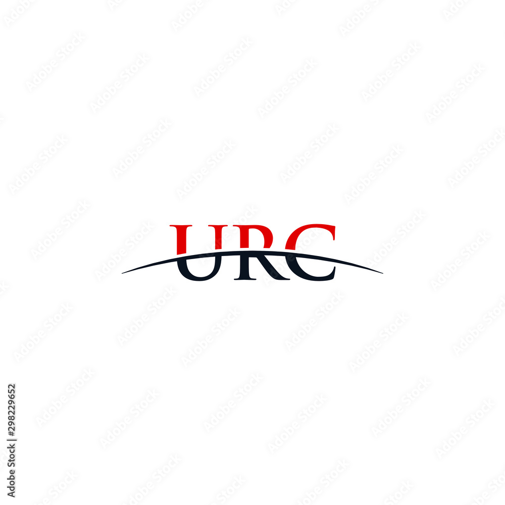 Initial letter URC, overlapping movement swoosh horizon logo company ...