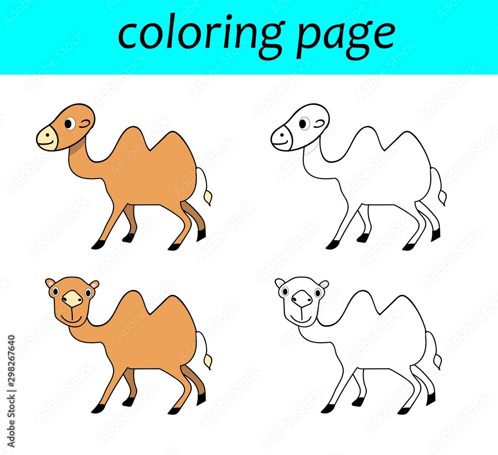 Coloring page. Cartoon illustration of camel for coloring book Stock ...