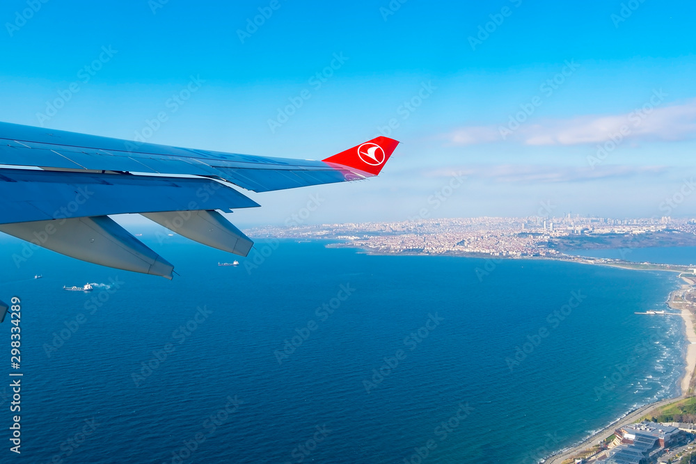 ISTANBUL - DEC 27: Airbus A330 - 300 wing and wing tip device during ...