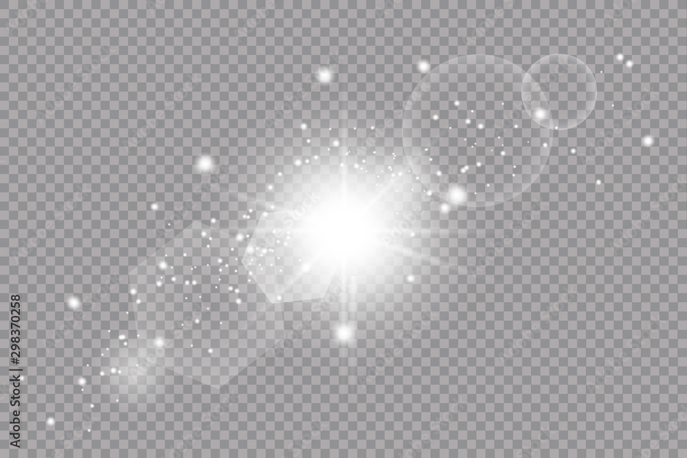 White glowing light explodes on a transparent background. with ray. Transparent shining sun ...