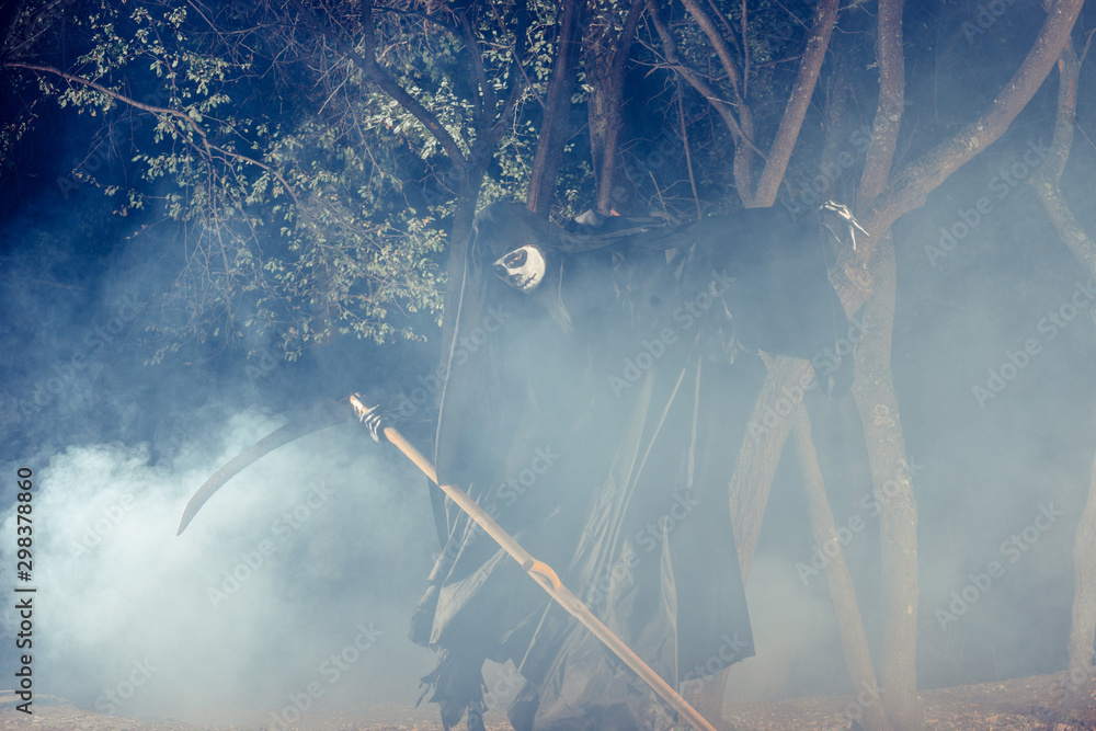 Portrait of grim reaper, the angel of death ( Azrael ) lurking through ...