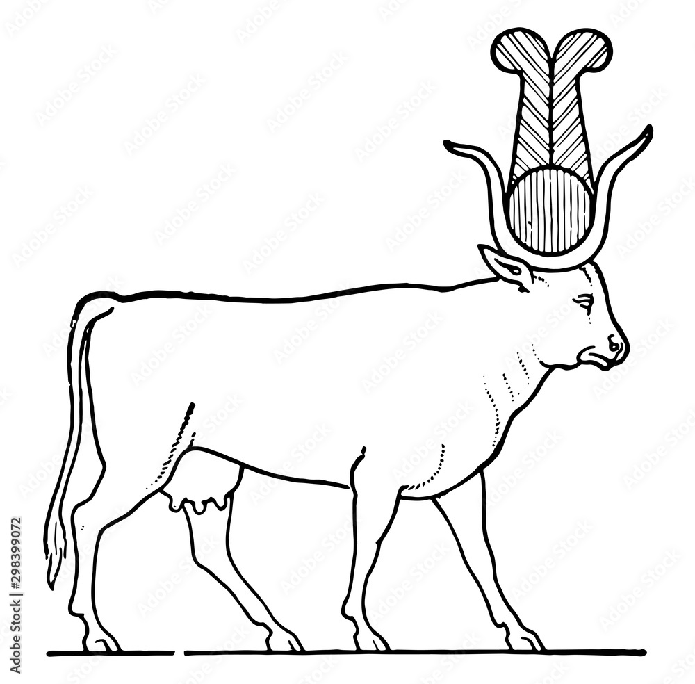 Egyptian God, Hathor vintage illustration. Stock Vector | Adobe Stock