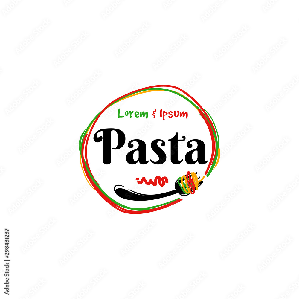 Vetor Italian pasta food restaurant logo with italian flag color green ...