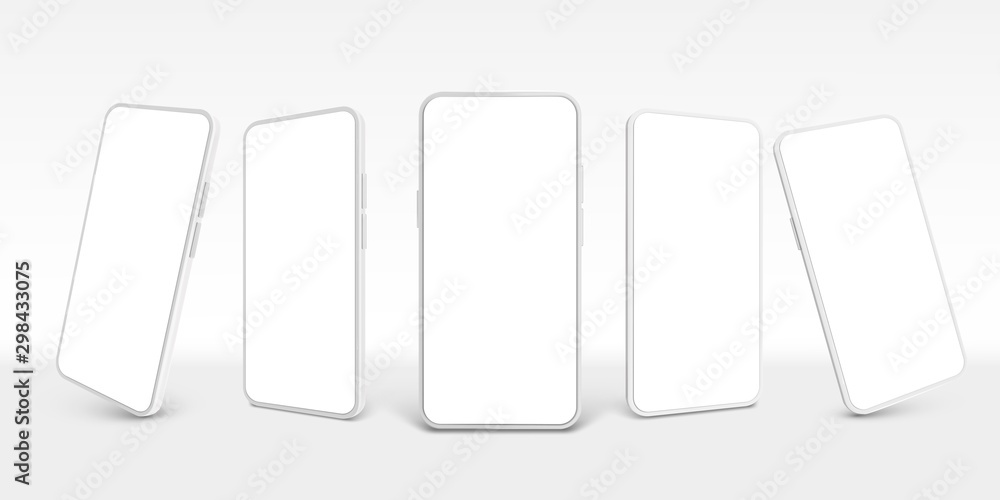 White smartphone mockup. Mobile phone, empty smartphones and modern ...