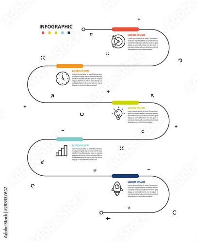 set of timeline infographic 5 step icons - Buy this stock vector and ...