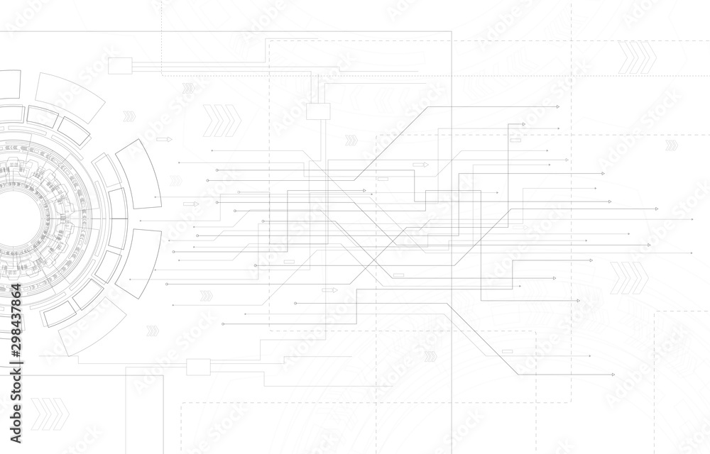 Technology white circle gear connect with system or server. concept ...