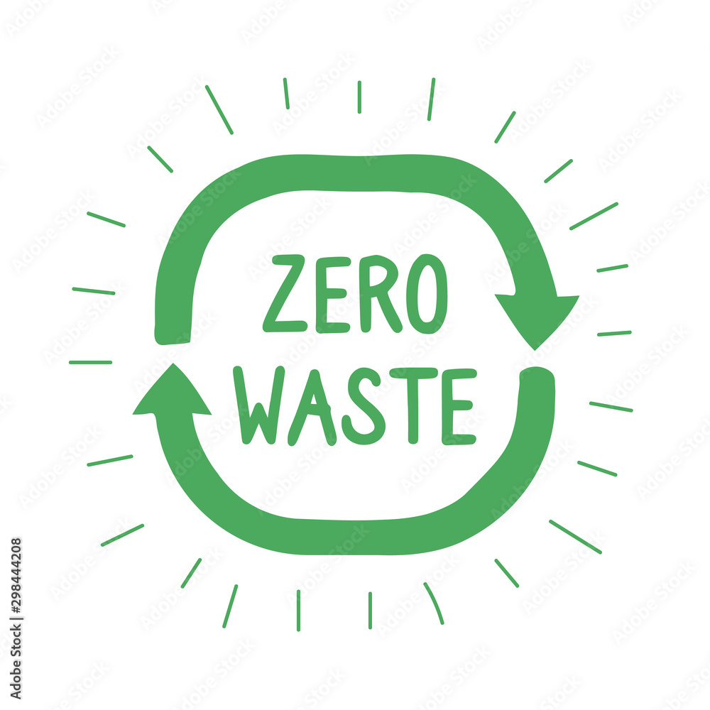 Green zero waste logo on white background Stock Vector | Adobe Stock