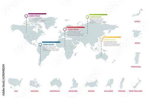 infographic data design with world map . business infographic concept ...