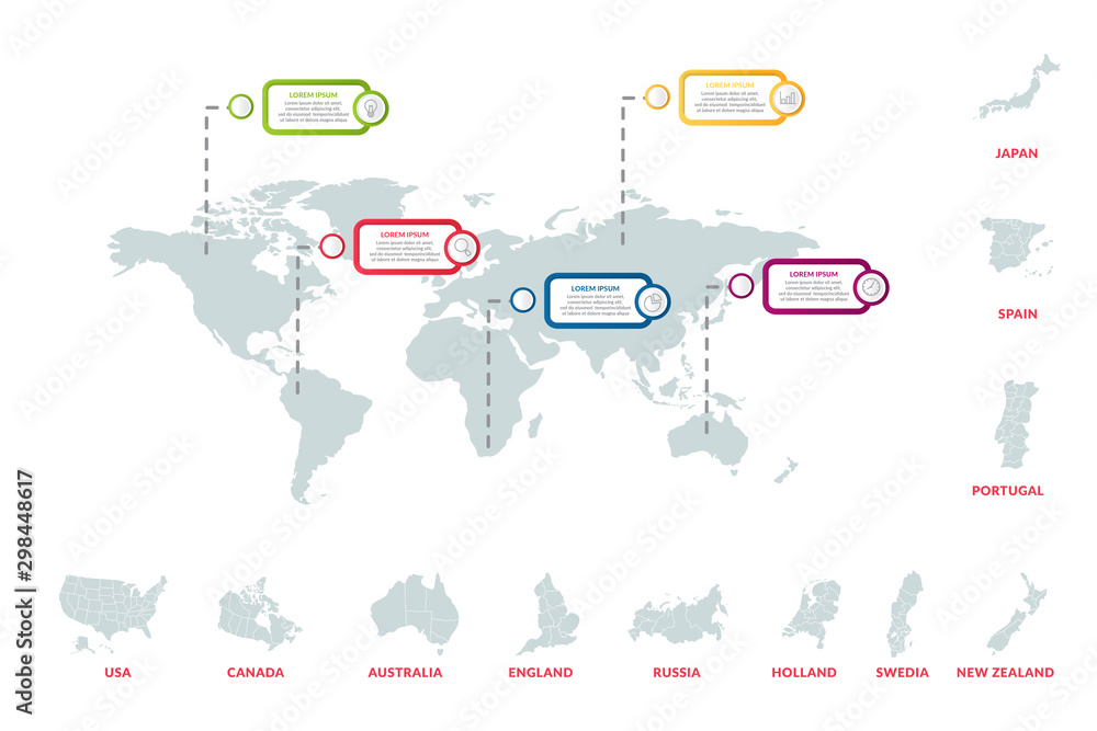 infographic data design with world map . business infographic concept ...