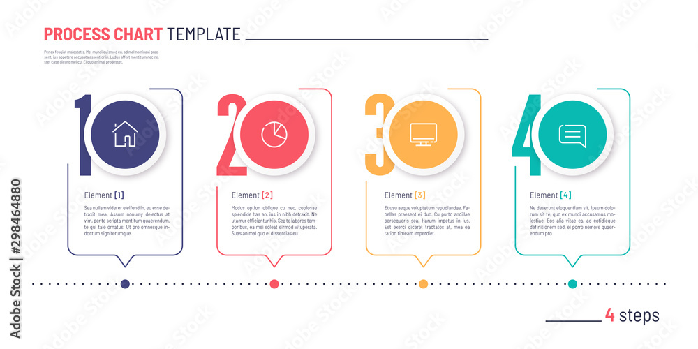 Vector infographic numbered process chart template. Four steps Stock ...