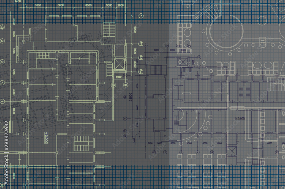 Architectural background with technical drawings. Site plan texture ...