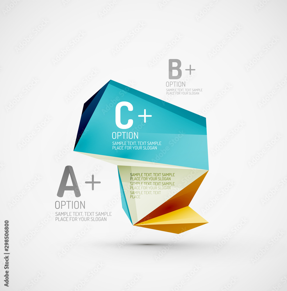 Low poly design 3d style, origami template with infographics. Option ...