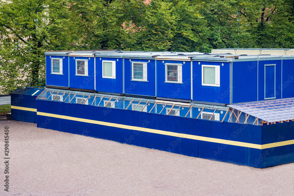 Change houses. Modular construction. Building made of shipping ...