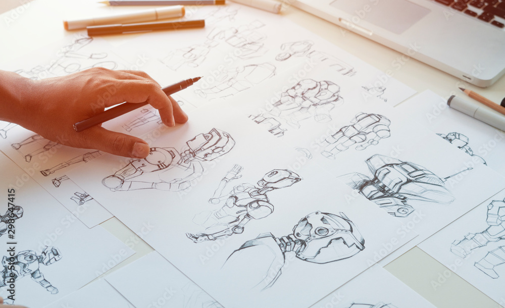 Foto de Stock Animator designer Development designing drawing sketching ...