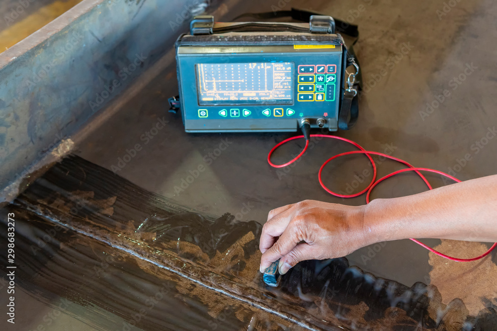 Stock-Foto „Step to Non-Destructive Testing(NDT) of welding with ...