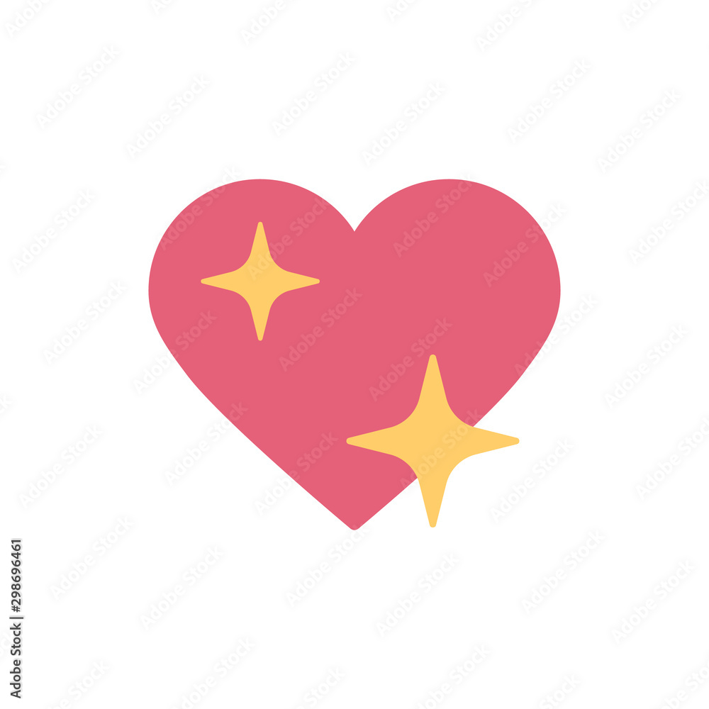 Shine heart emoji sign icon with the sparkle star isolated on white ...