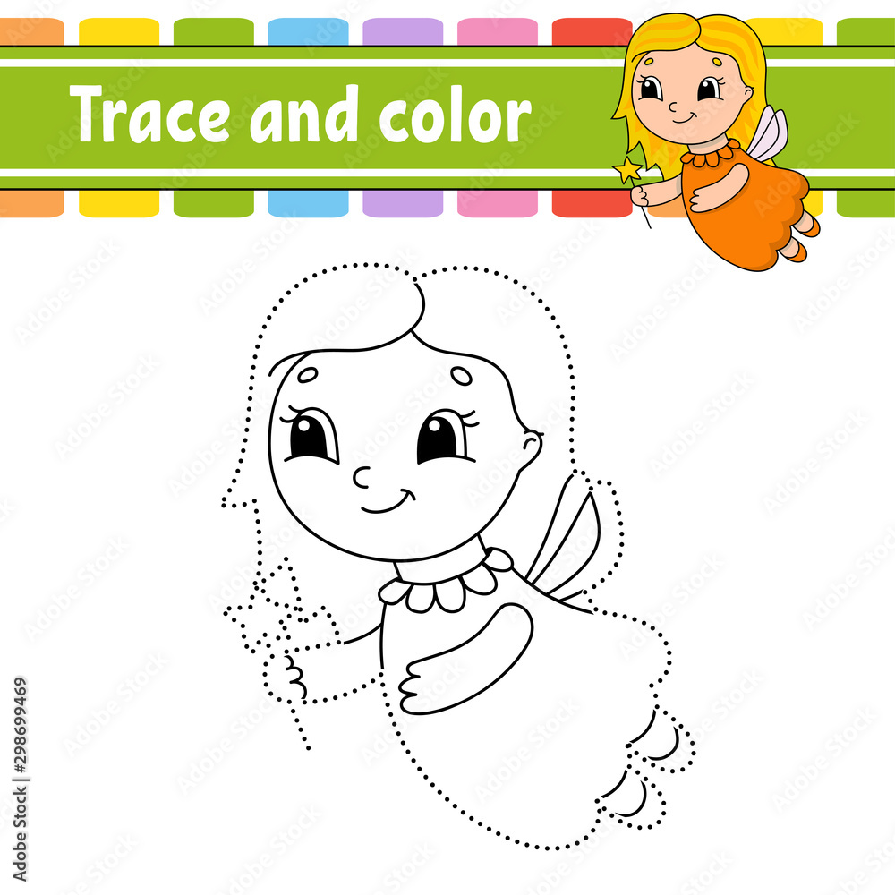 Trace and color. Coloring page for kids. Handwriting practice ...