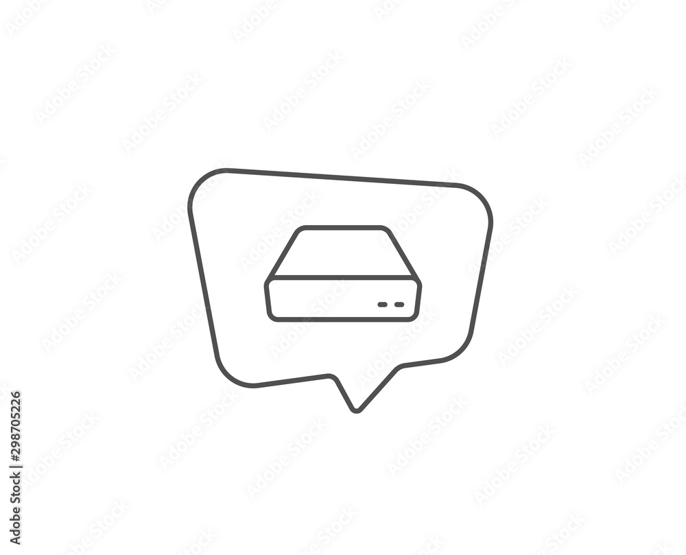 Mini pc line icon. Chat bubble design. Small computer device sign ...