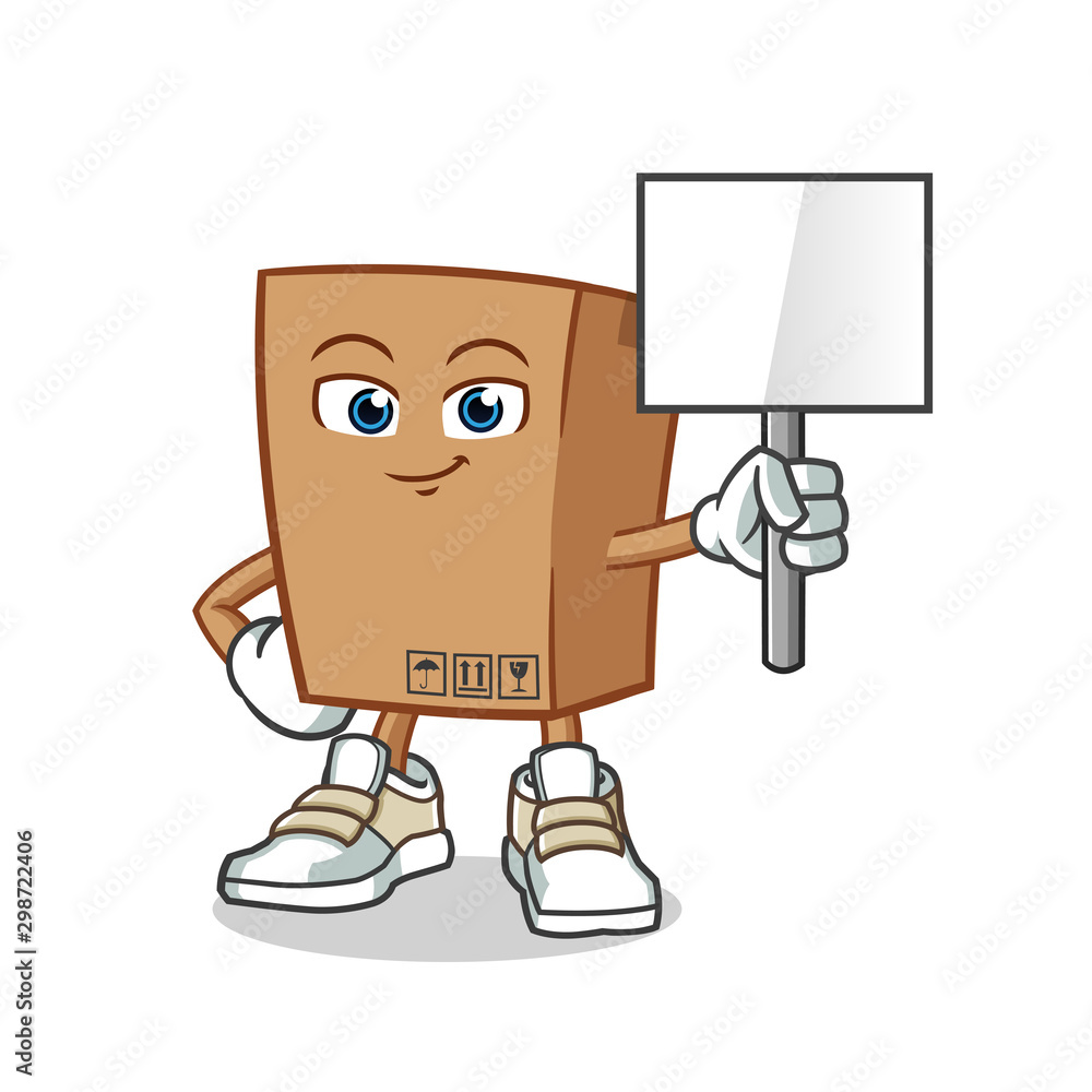 cardboard box announcement board mascot vector cartoon illustration ...