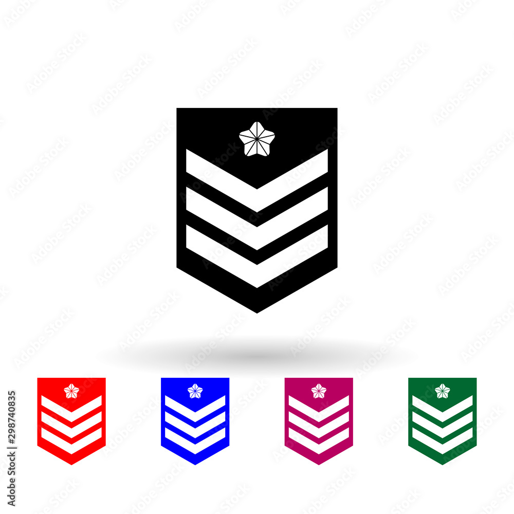 Japan senior private military ranks and insignia multi color icon ...
