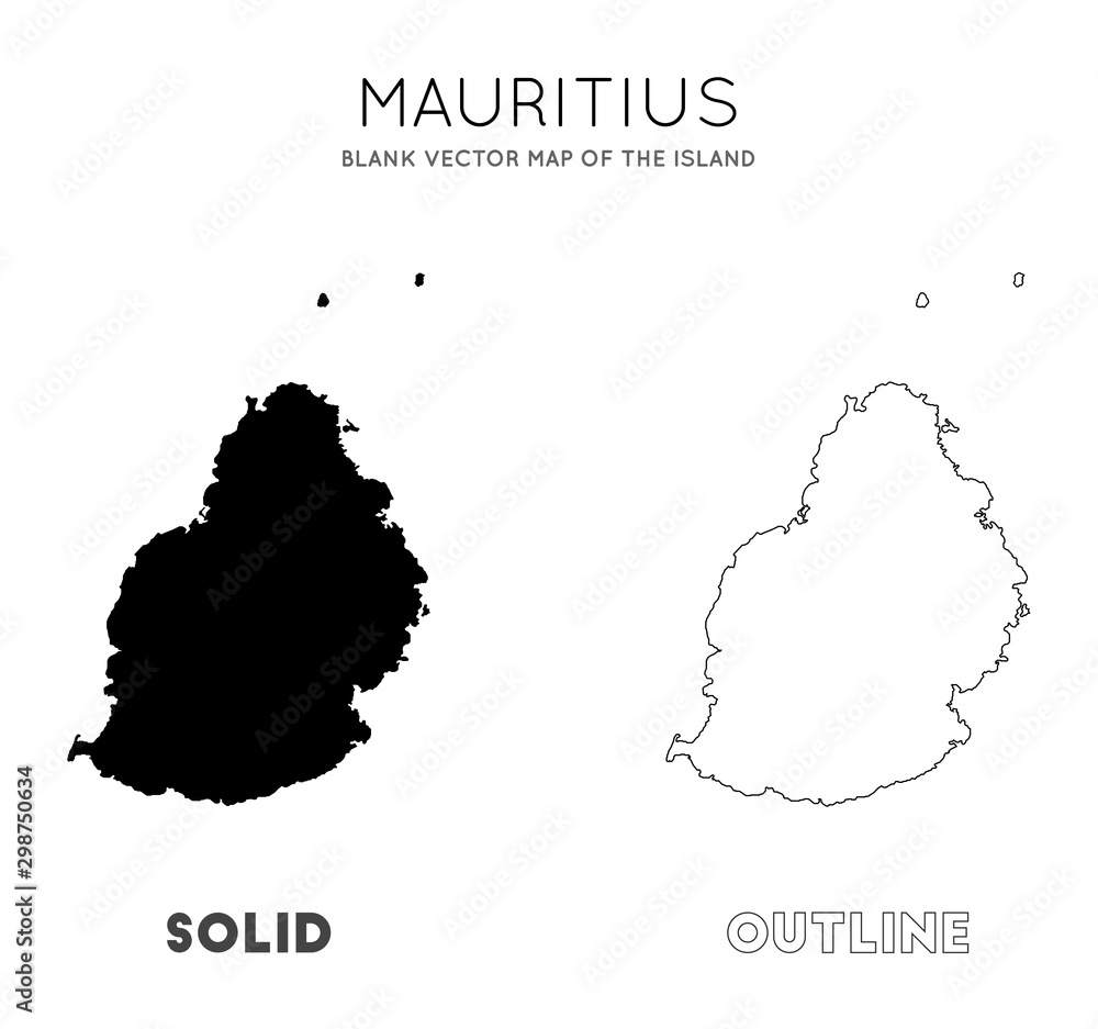 Mauritius map. Blank vector map of the Island. Borders of Mauritius for your infographic. Vector ...