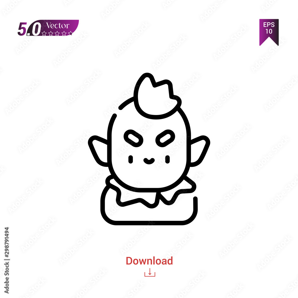 Outline Black ogre icon. ogre icon vector isolated on white background ...